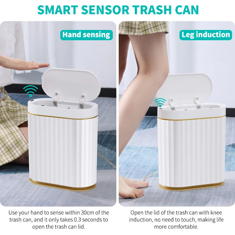 Touchless Smart Sensor Trash Bin with Automatic Lid and Modern Design ...