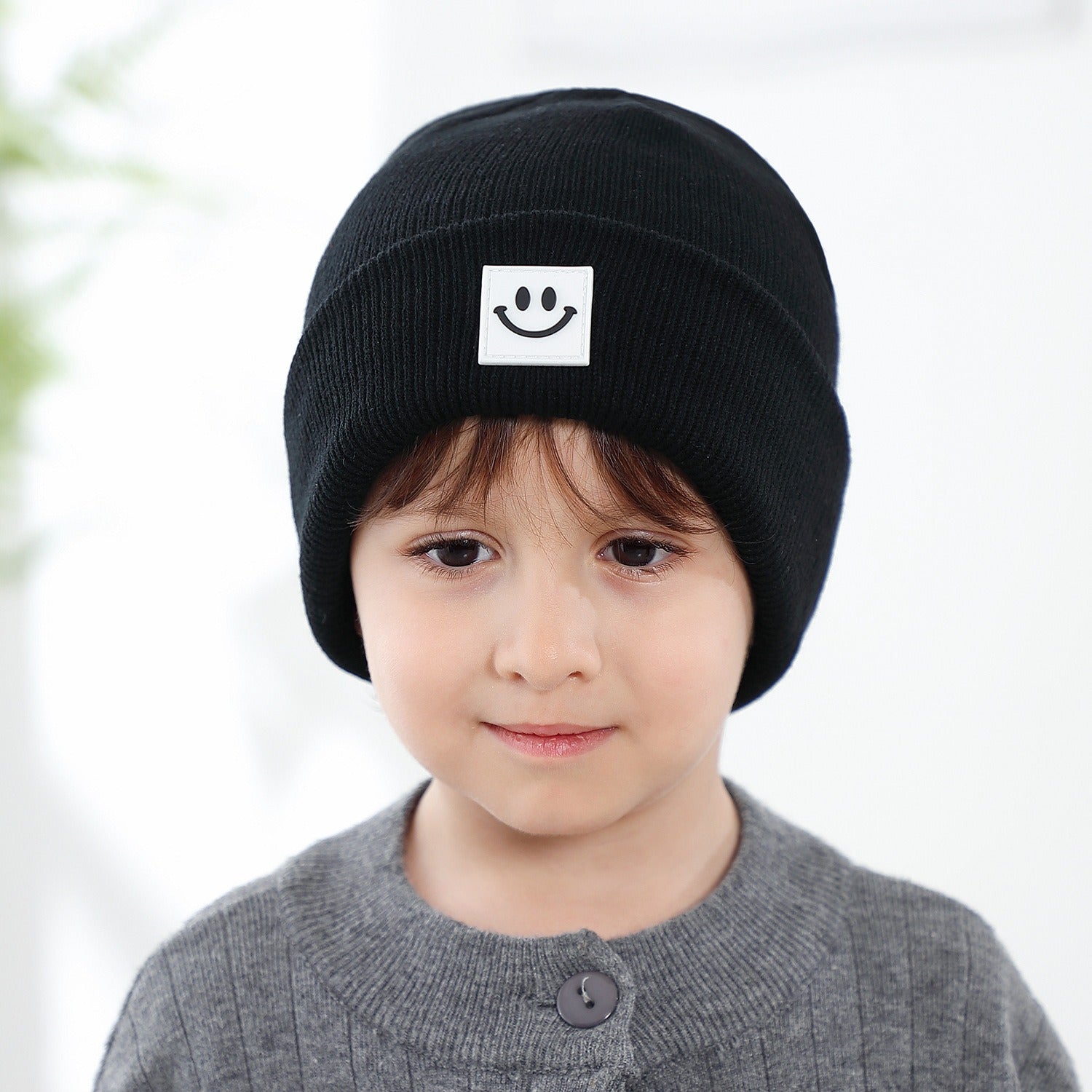 Baby Knitted Hat Versatile Woolen Smiley Face Pullover Kid's Hat – Atom ...