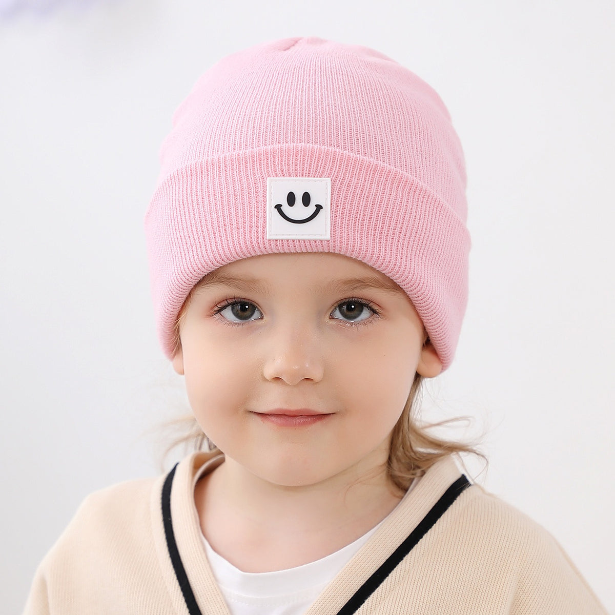 Baby Knitted Hat Versatile Woolen Smiley Face Pullover Kid's Hat – Atom ...