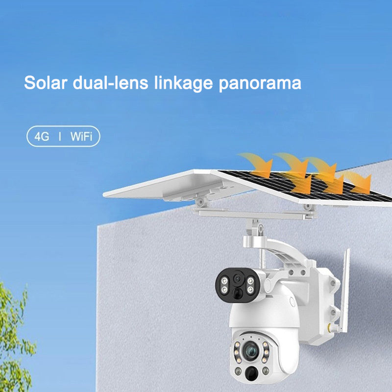 Outdoor Dual-Lens Solar Powered WiFi Surveillance Night Vision Camera ...