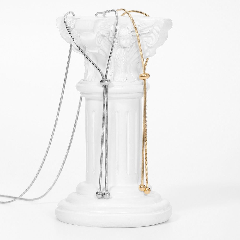 Titanium Steel Adjustable Round Bead Snake Bone Chain Necklace Jewelry ...