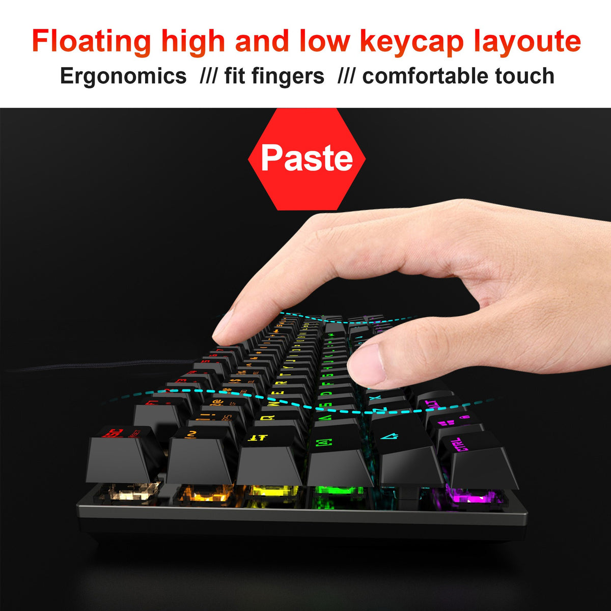 RGB Luminous Esport Mechanical Keyboard Wired 104-Key Blue Axis Design ...