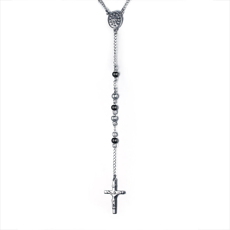 Jesus Cross Pendant Necklace - Religious Jewelry with Bead Chain – Atom ...