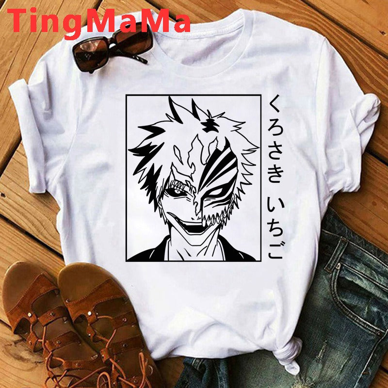 Japanese Anime Bleach T-Shirt Men's Kawaii Kurosaki Ichigo Tees – Atom ...