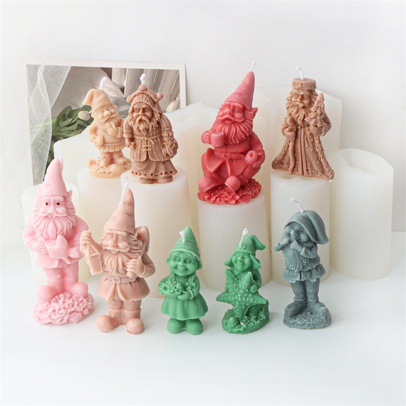 Christmas Dwarf Candle Molds 3D Santa Claus Scented Model Ornaments ...