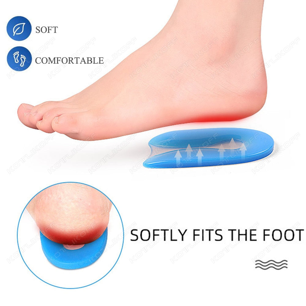 Silicone Gel Heel Pad Foot Pain Relief U-Shape Heel Cushion Inserts ...