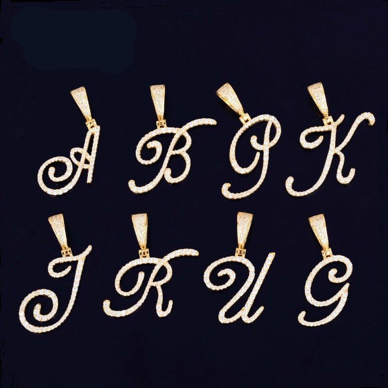 Cursive Letter Pendant Necklaces Charm Men Women Fashion Jewelry – Atom ...