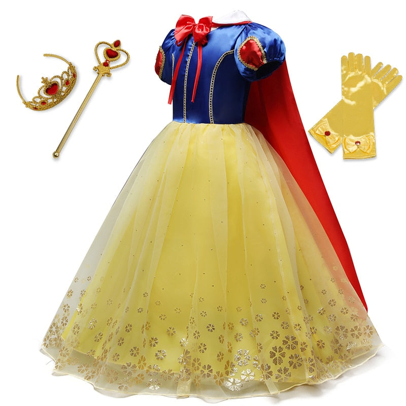 Princess Dress Girls Snow White Cosplay Costume Puff Sleeve Kids Dress ...