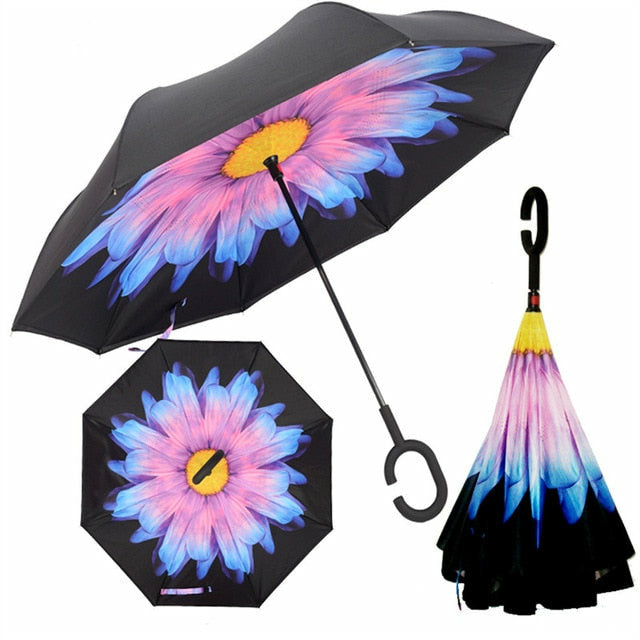 Inverted Umbrella Double Layer Ergonomic Reverse Umbrella| Atom Oracle