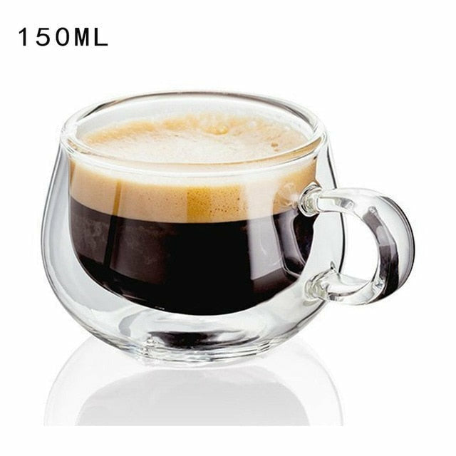 Double Wall Glass Cup Tea Coffee Mug Portable Transparent Glass Cup ...