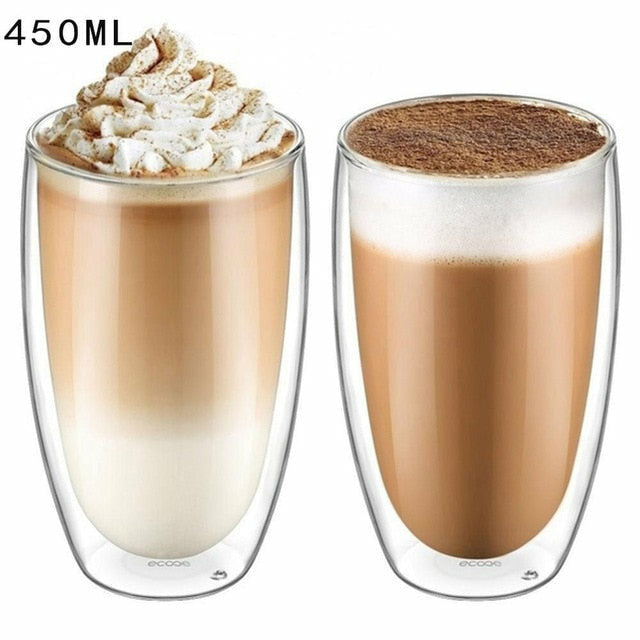 Double Wall Glass Cup Tea Coffee Mug Portable Transparent Glass Cup ...