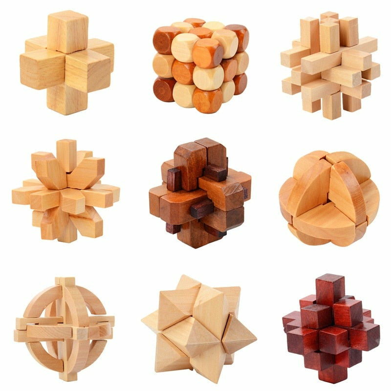 3D Wooden Interlocking Puzzles Game Brain Teaser Kong Ming Lock Toy ...
