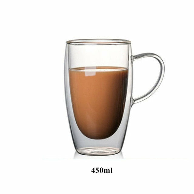Double Wall Glass Coffee Tea Cups Heat Resistant Transparent Mug – Atom ...