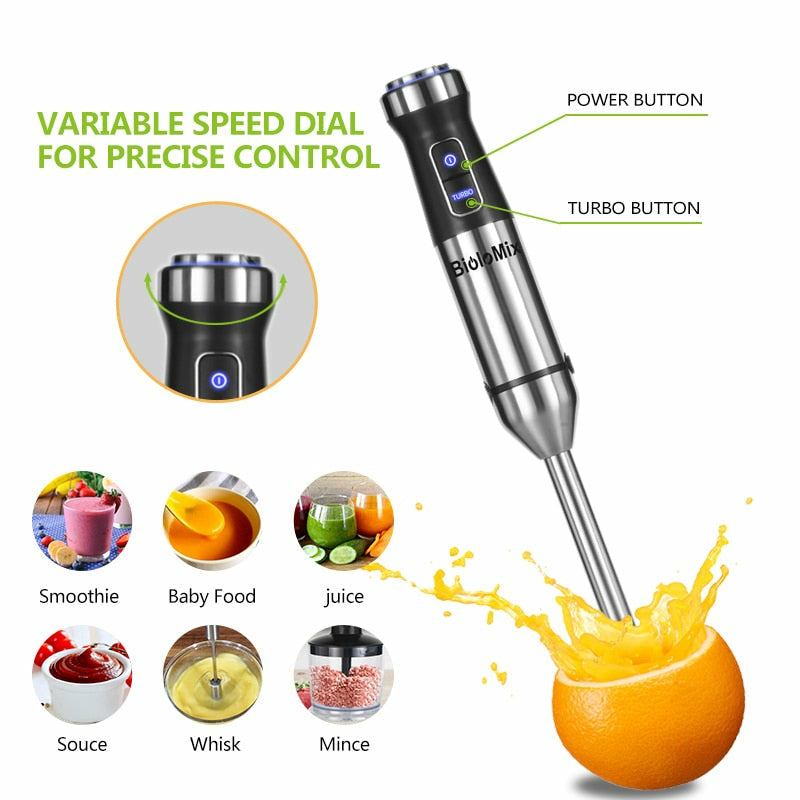 Stainless Steel Hand Blender Mixer 500ml Chopper 800ml Smoothie Cup ...