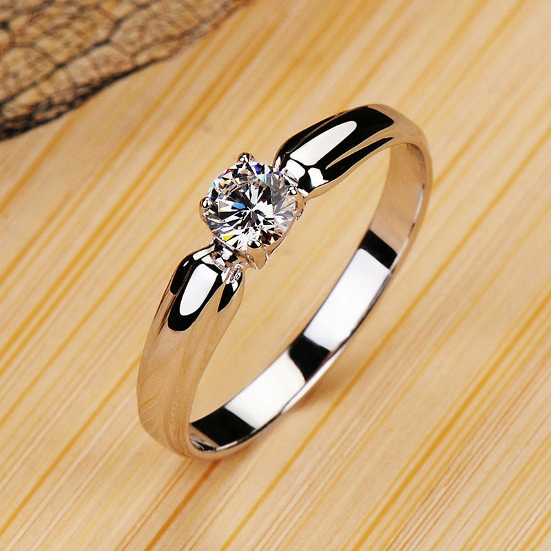 Luxury Round Stone Rings Sterling Silver Crystal Rings Fashion Jewelry ...