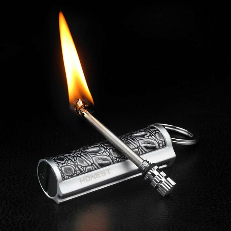 Metal Match Lighter Kerosene Waterproof Metal Matchstick Keychain ...