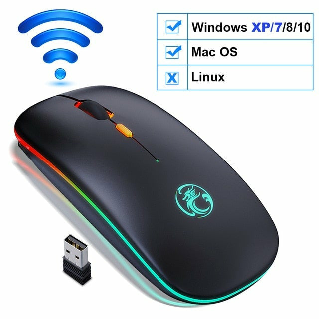 Wireless Mouse RGB Rechargeable Bluetooth LED Ergonomic Gaming Mouse ...