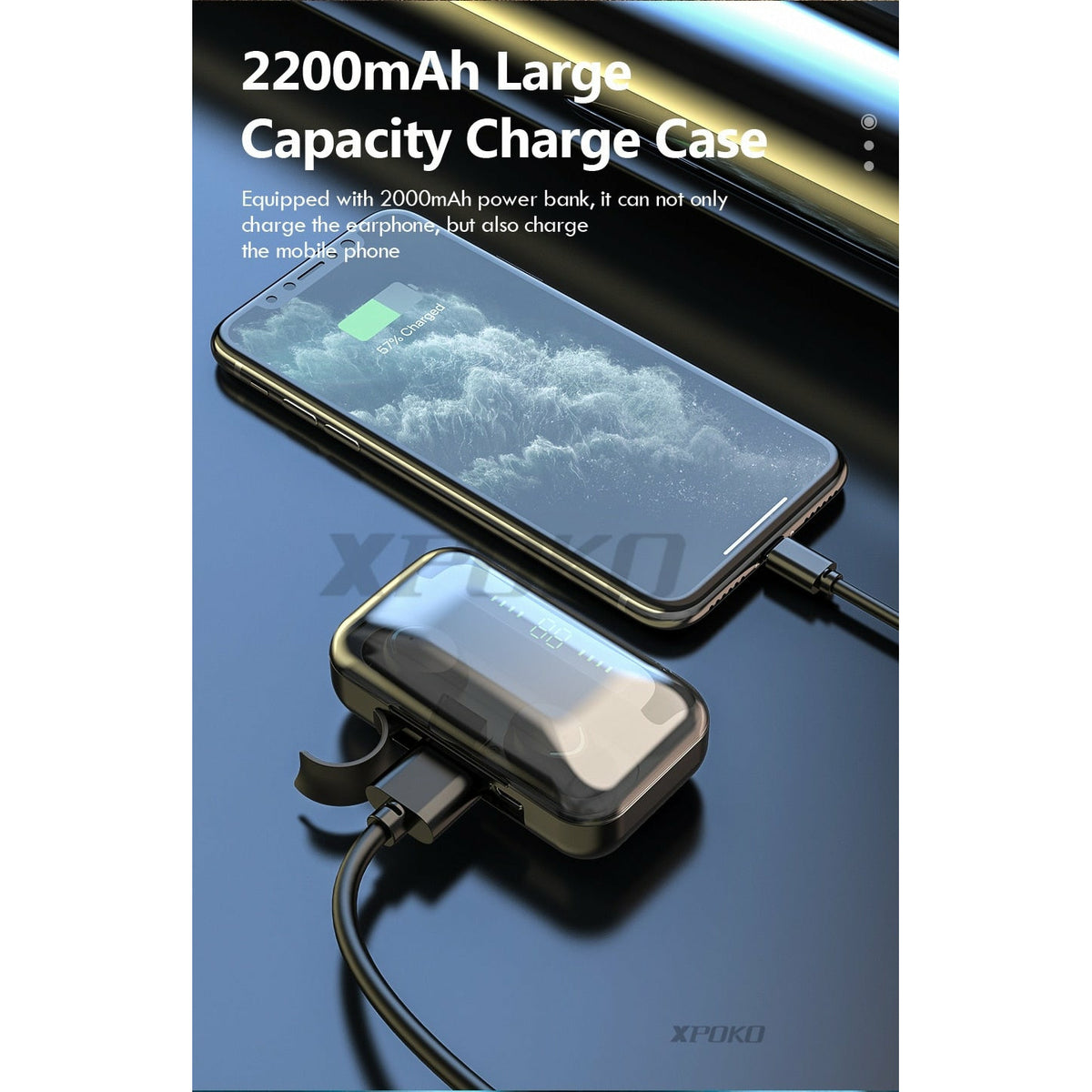 Bluetooth Wireless Earbud With Mic 2200mAh Sports Waterproof Headphone ...