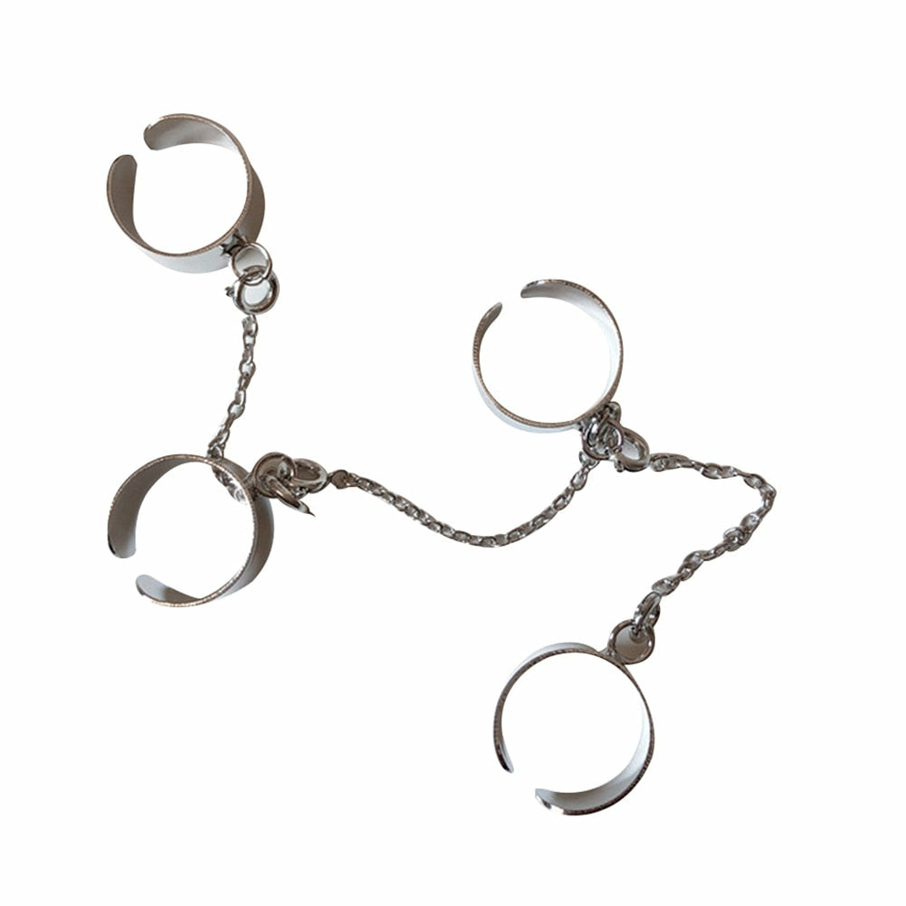 Punk Style Chain Link Multiple Finger Open Rings Men Women Jewelry ...