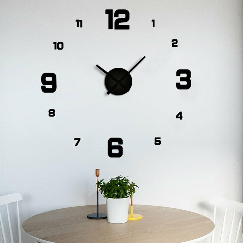 Mini DIY Wall Clock 3D Mirror Creative Acrylic Wall Sticker Home Decor ...