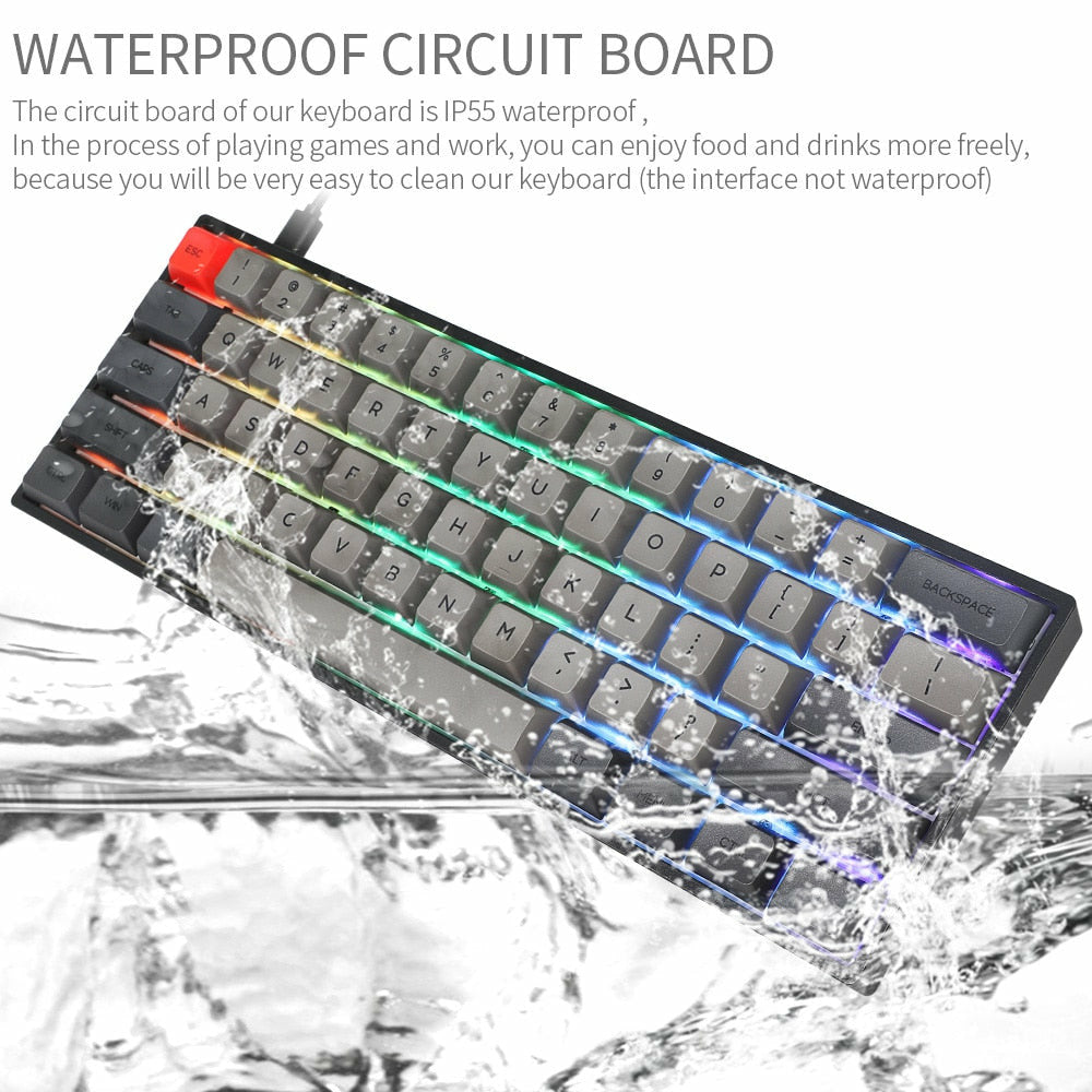 SK68 PCB Mechanical keyboard Wireless Swappable ABS Gaming Keyboard ...